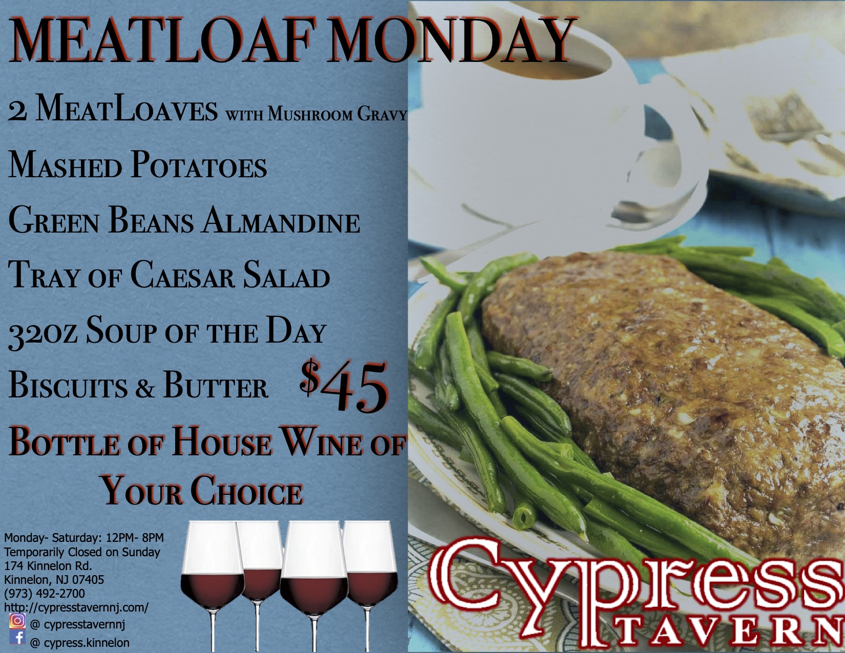 Take Out Dinner Packages – Cypress Tavern