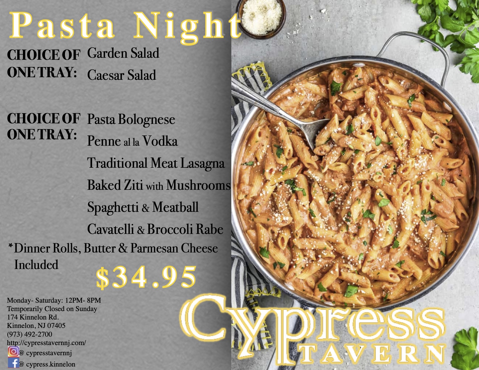 Take Out Dinner Packages – Cypress Tavern